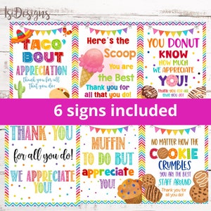 Appreciation Sign Bundle of 6, PTA PTO Teacher Staff Employee Volunteer ...