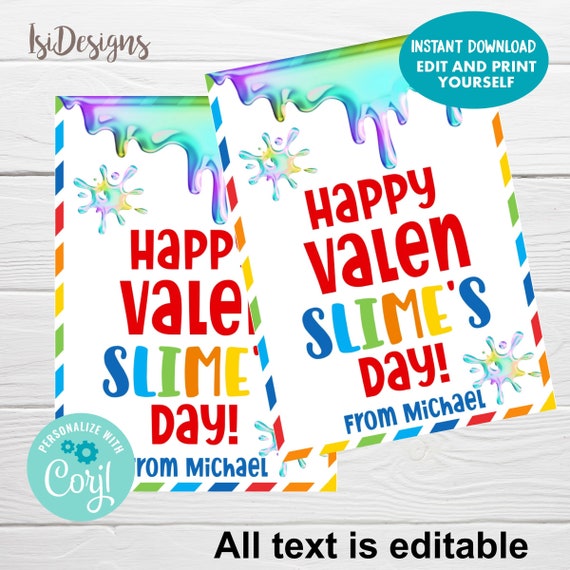 Editable Valentine's Day Slime Tags, INSTANT DOWNLOAD, Editable Non ...