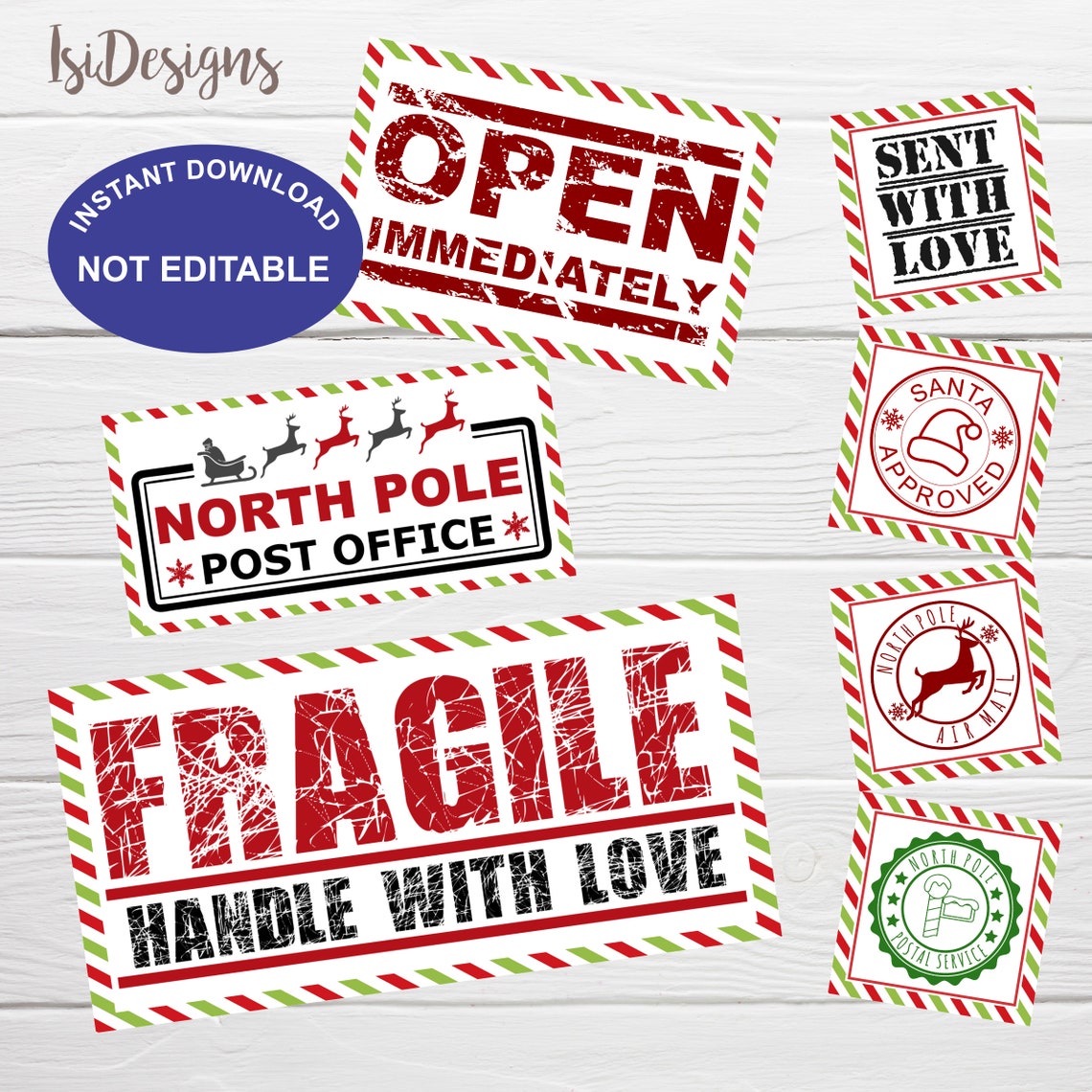 Christmas Printable Shipping Labels Stickers Post Stamps - Etsy
