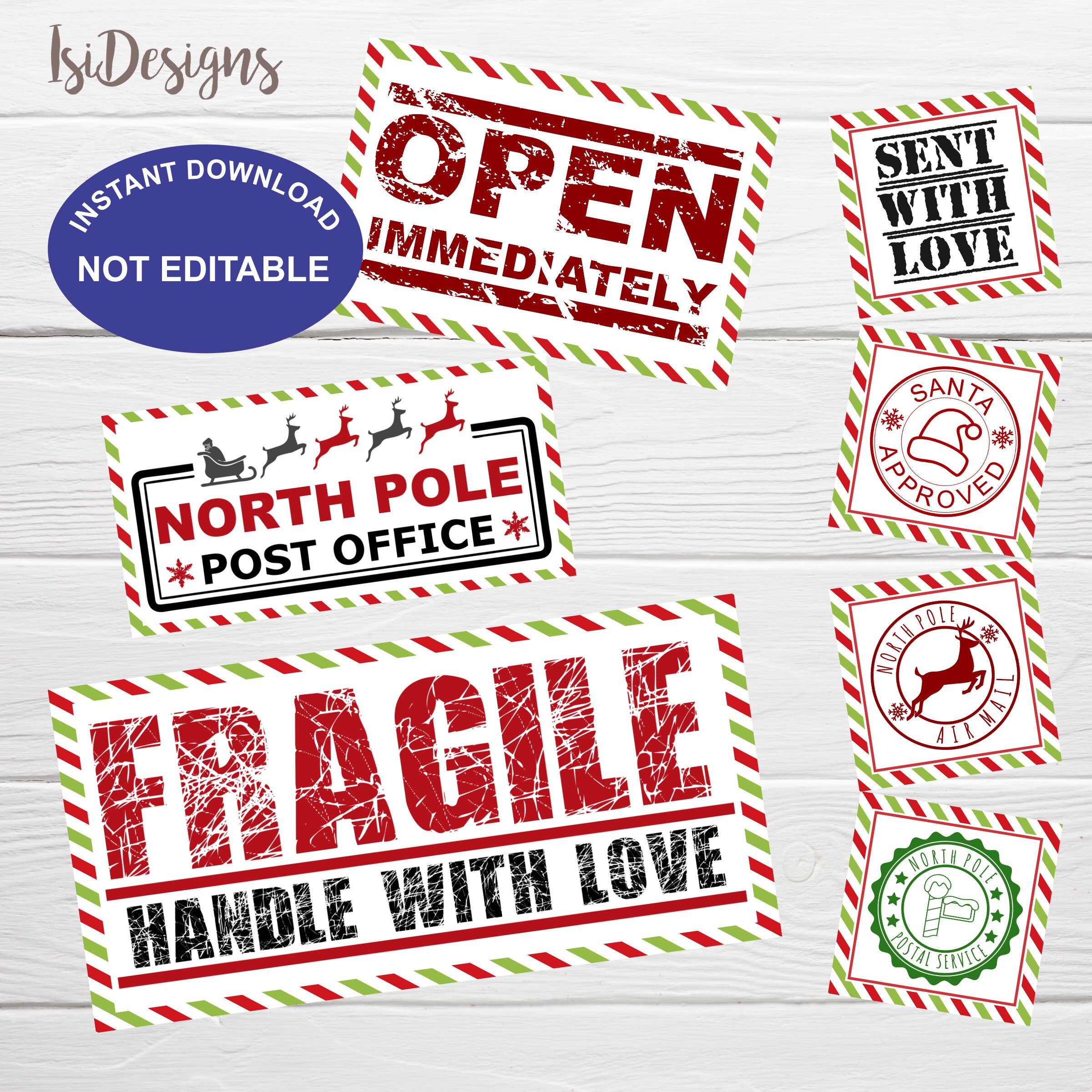 Christmas Printable Shipping Labels Stickers Post Stamps - Etsy