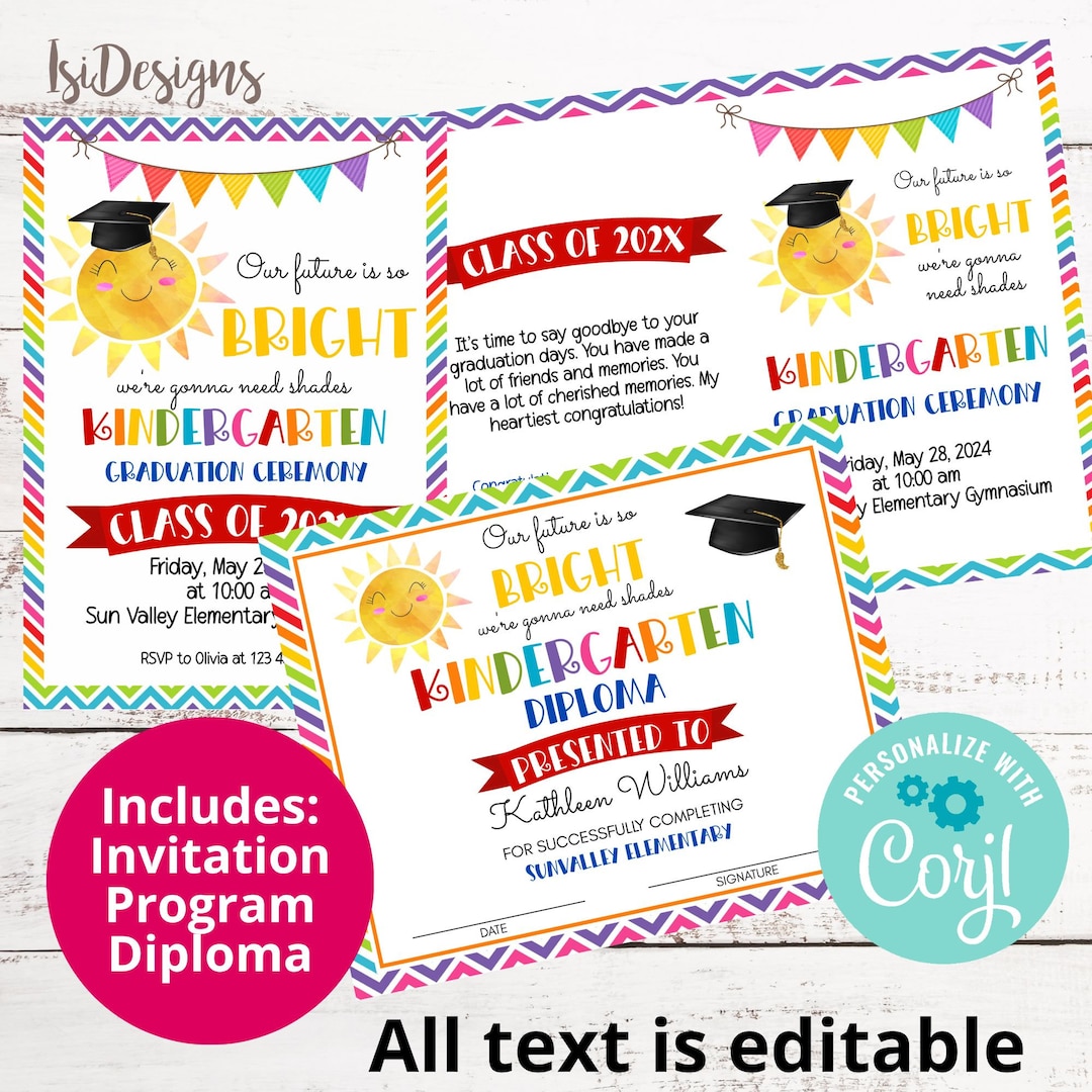 Editable Graduation Ceremony BUNDLE, Invitation Program Diploma ...