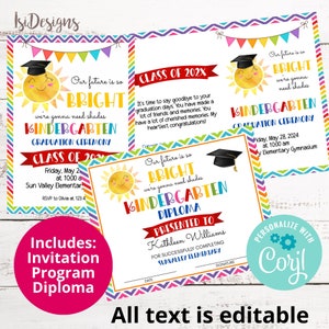 Editable Graduation Ceremony BUNDLE, Invitation Program Diploma ...