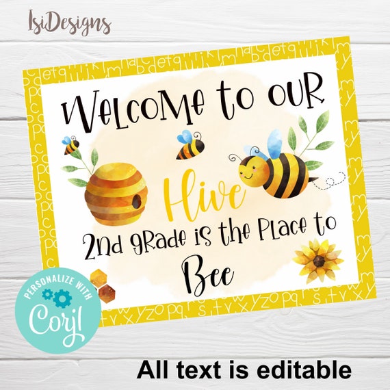 Editable Classroom Sign, Instant Download, Welcome to our hive ...