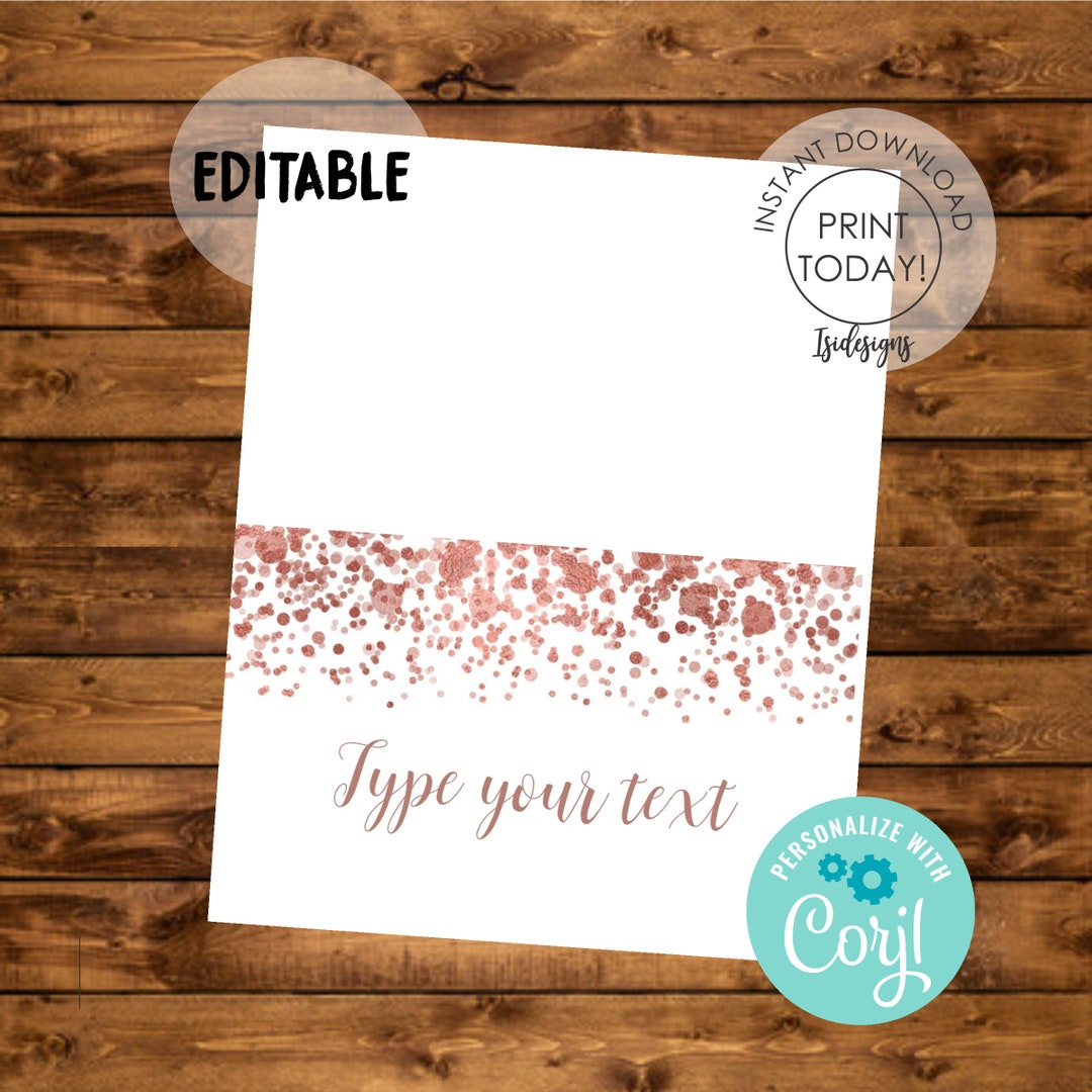 Rose Gold Editable Place Cards, Instant Download - Etsy