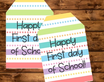 Back to School Printable Gift Tags Happy First Day of School - Etsy