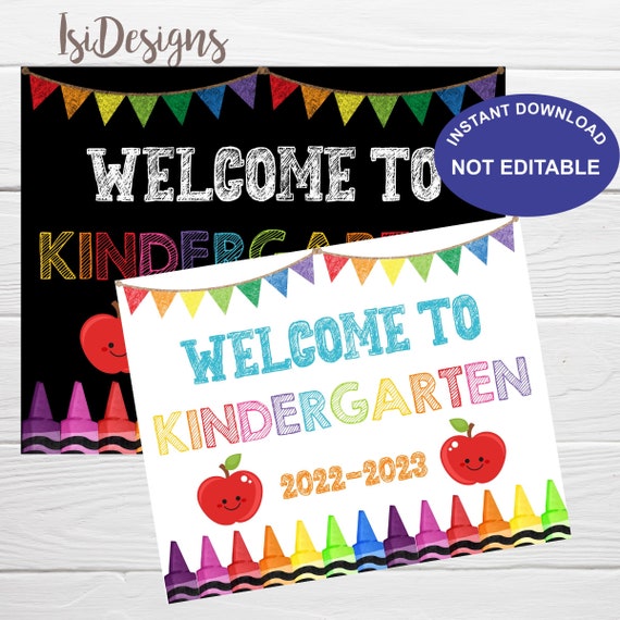 Welcome to Kindergarten Sign Instant DOWNLOAD Back to School - Etsy