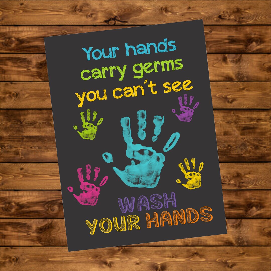 Chalkboard Wash Hands Classroom Sign, Instant Download, Printable Wash ...