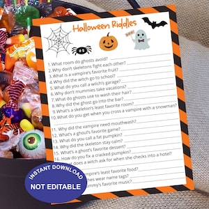PDF Halloween Riddles Game, Printable Halloween Party Game, Riddle Game ...