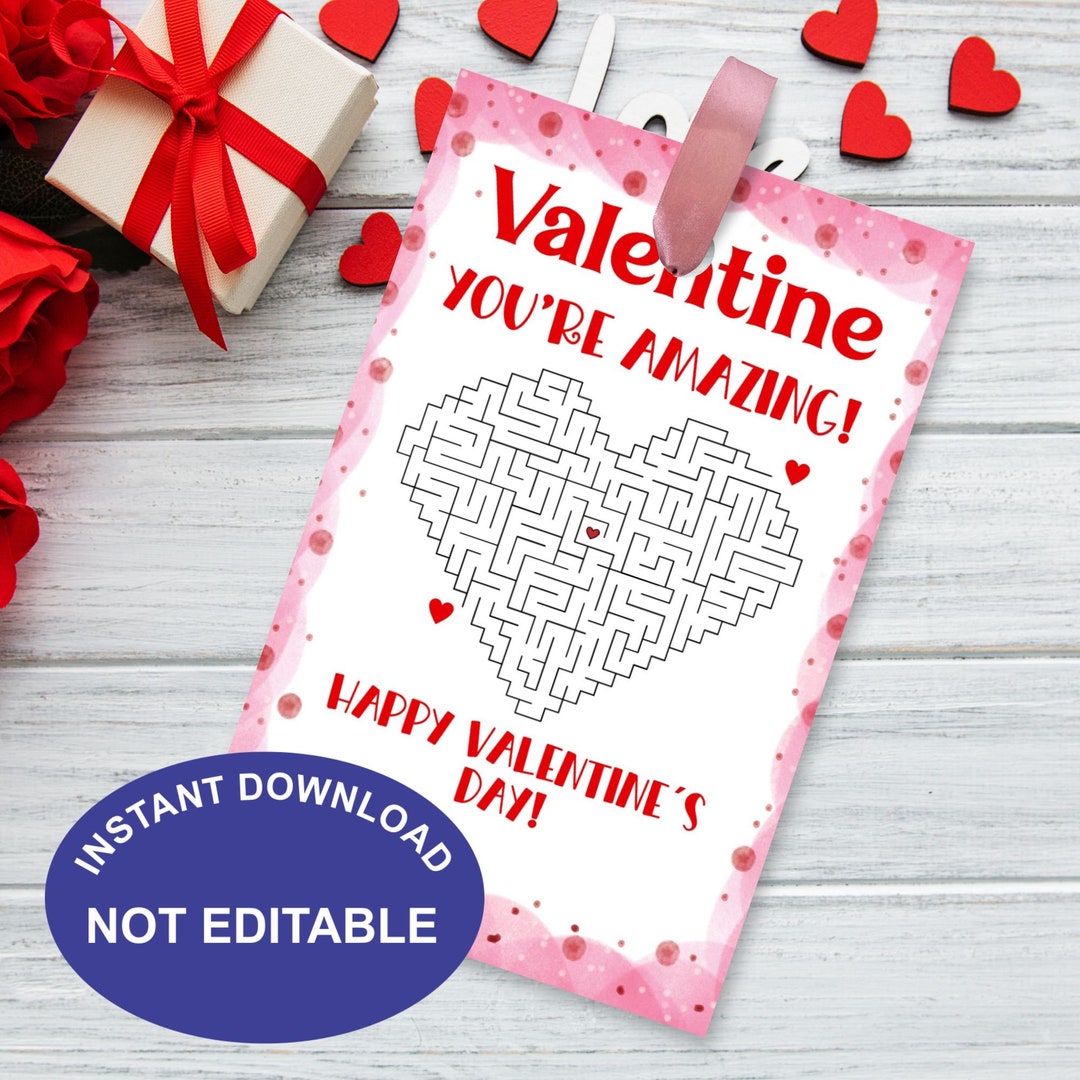 Valentine 'you're Amazing' Maze Gift Tags Printable Non-candy Kids ...