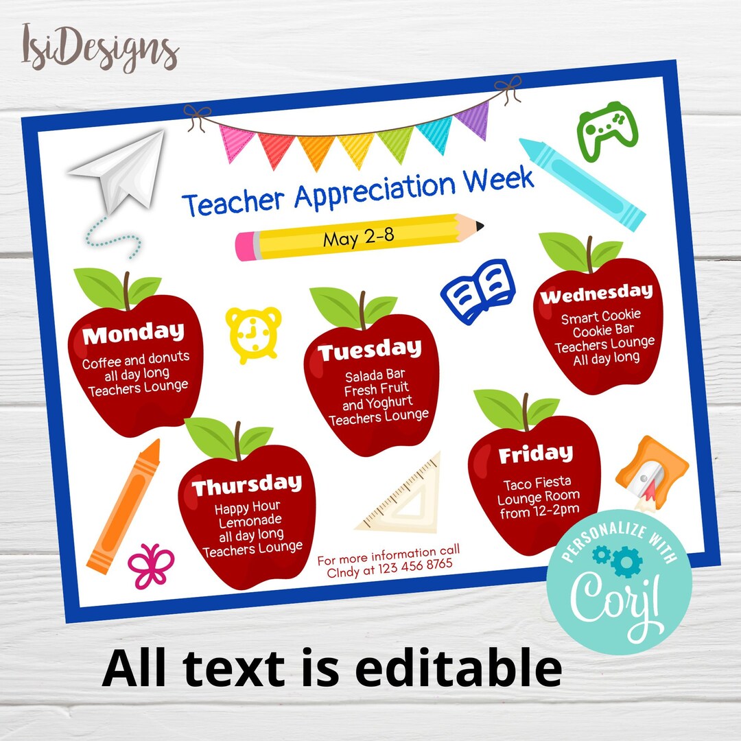 Editable Teacher Appreciation Week Flyer, Instant Download ...