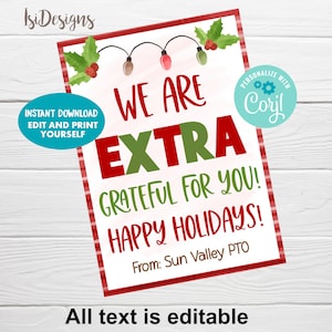 Rolling by to Say Thank You Christmas Appreciation Tag, Holiday ...