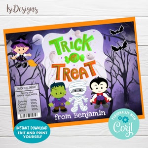 Halloween Chip Bag, Instant Download, Trick or Treat Chip Bag Wrappers ...