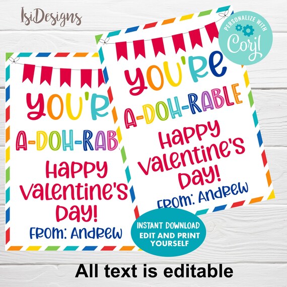 Editable Play Dough Valentine's Day Gift Tag, Preschool Valentine's ...