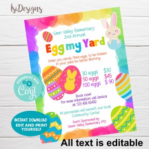 Easter Egg My Yard Fundraiser Flyer, Editable Easter Event Marketing ...