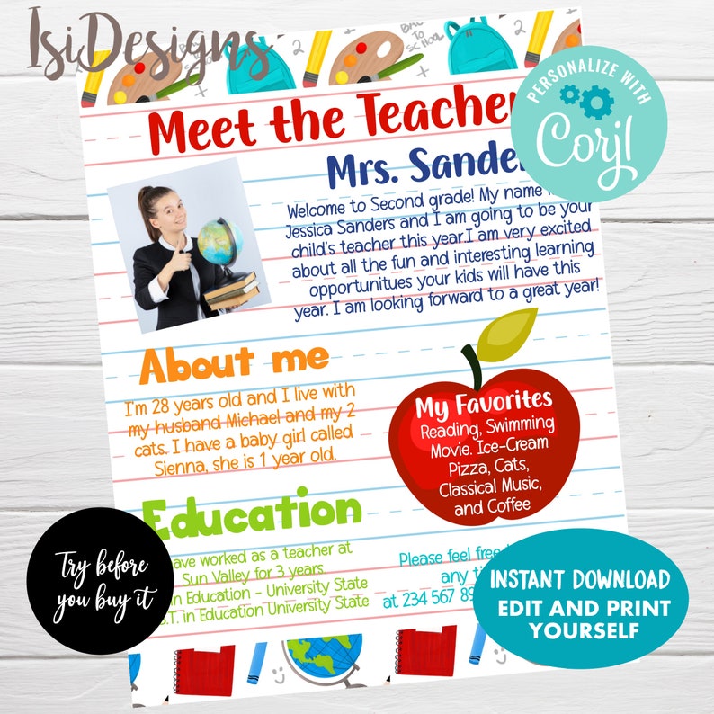 Meet the Teacher Editable Newsletter Template Back to School - Etsy