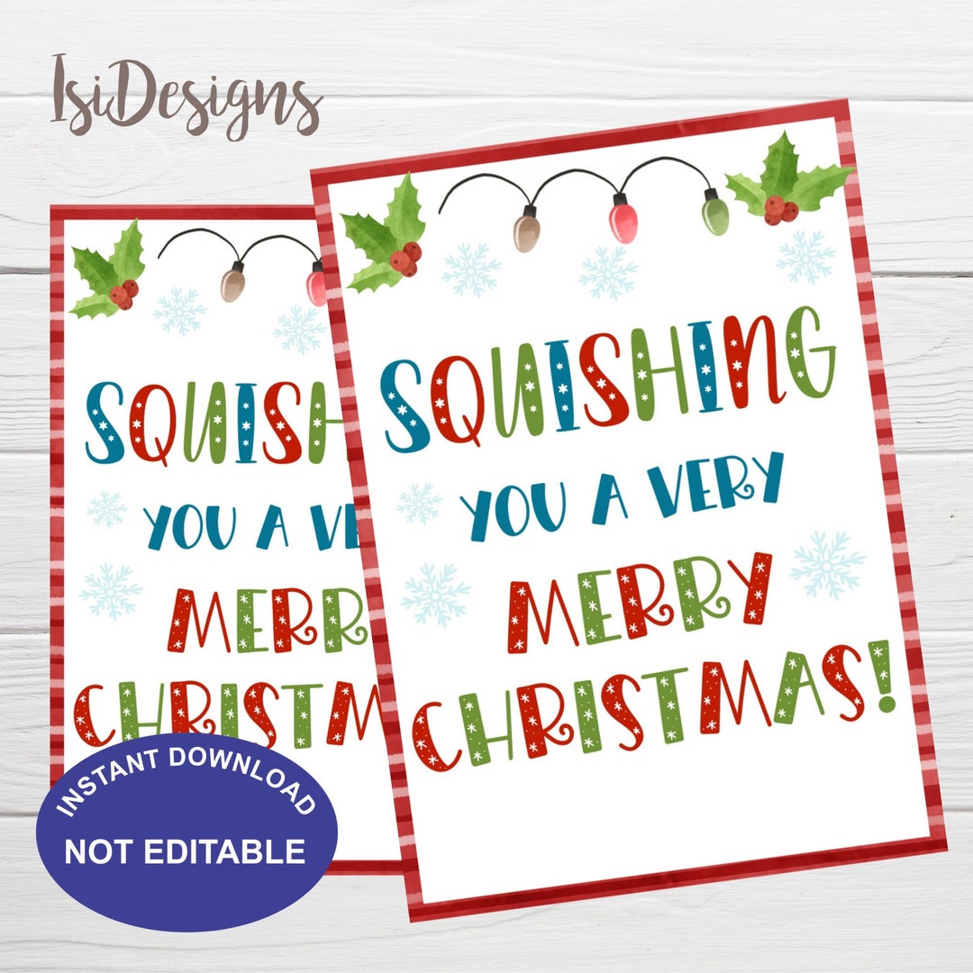 Christmas Gift Tag, Squishing You a Very Merry Christmas, Squishy Toy ...