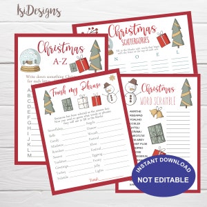 Holiday Family Games, Christmas Party Game Bundle, Instant Download, 4 ...