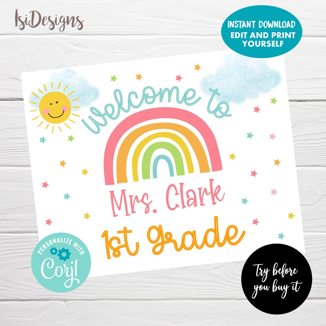 Welcome Classroom Sign, Instant Download, Teacher Classroom Door Sign ...