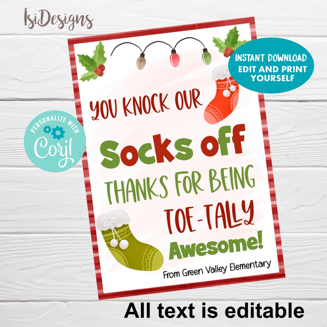 Christmas Sock Gift Tags Teacher Staff Nurse Volunteer - Etsy