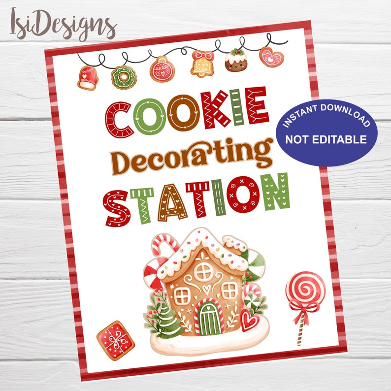 Cookie Decorating Station Printable Sign Christmas Party - Etsy