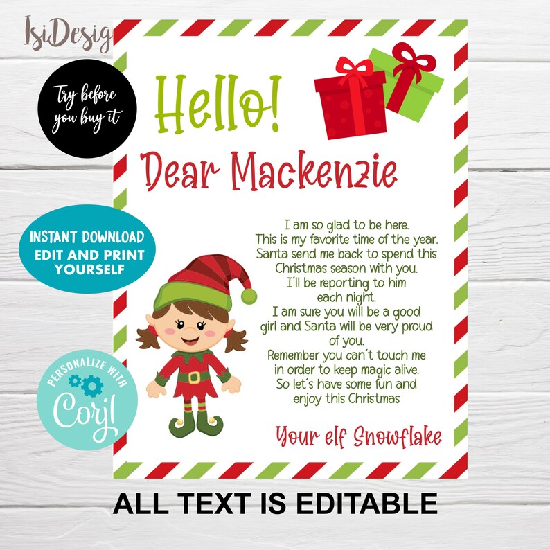 Editable Elf Letter Instant Download Elf Arrival Letter Elf - Etsy