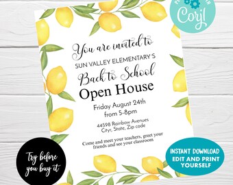 Editable Chalkboard Back to School Open House Invitation - Etsy