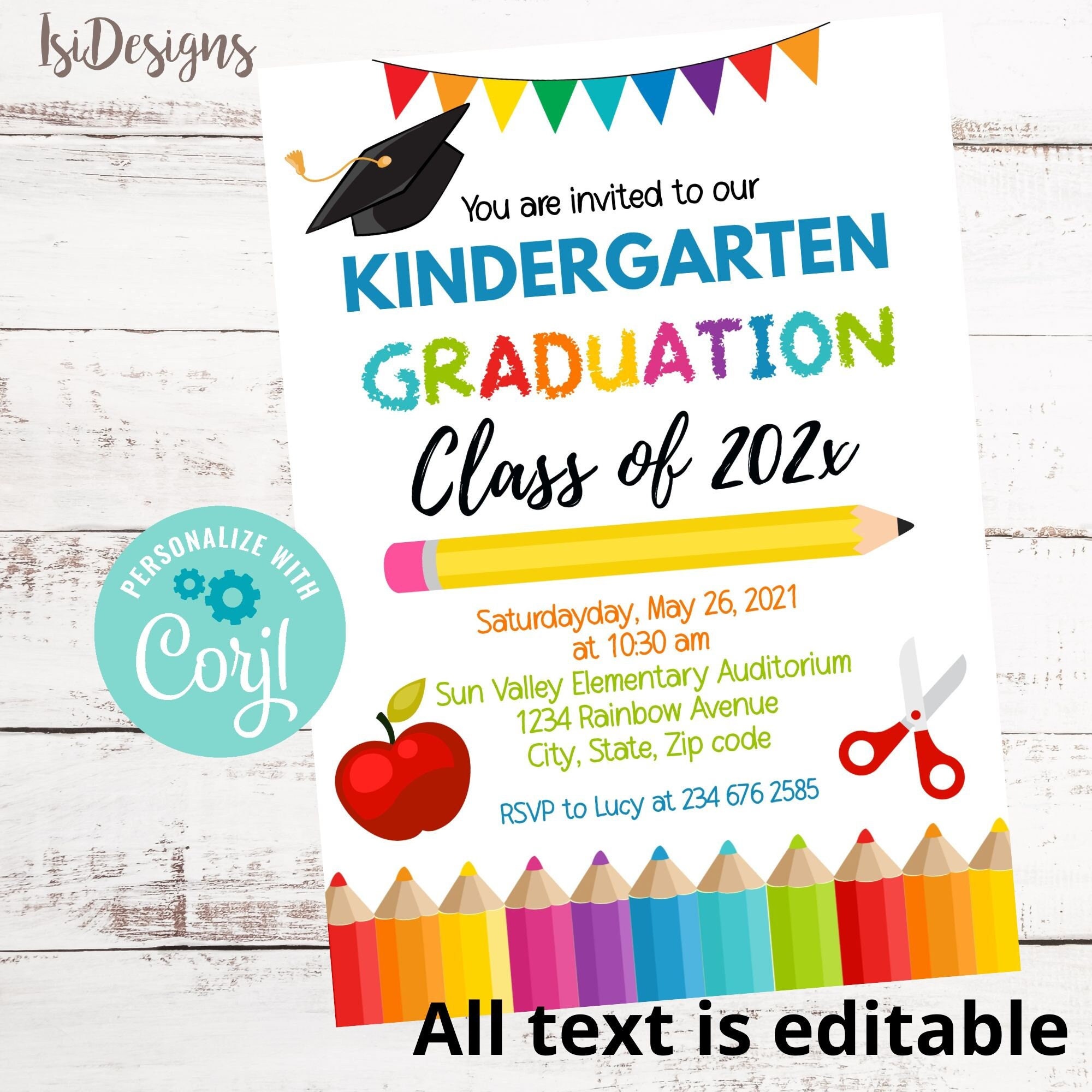 Kindergarten Graduation Invitation, Editable Kindergarten Graduation ...