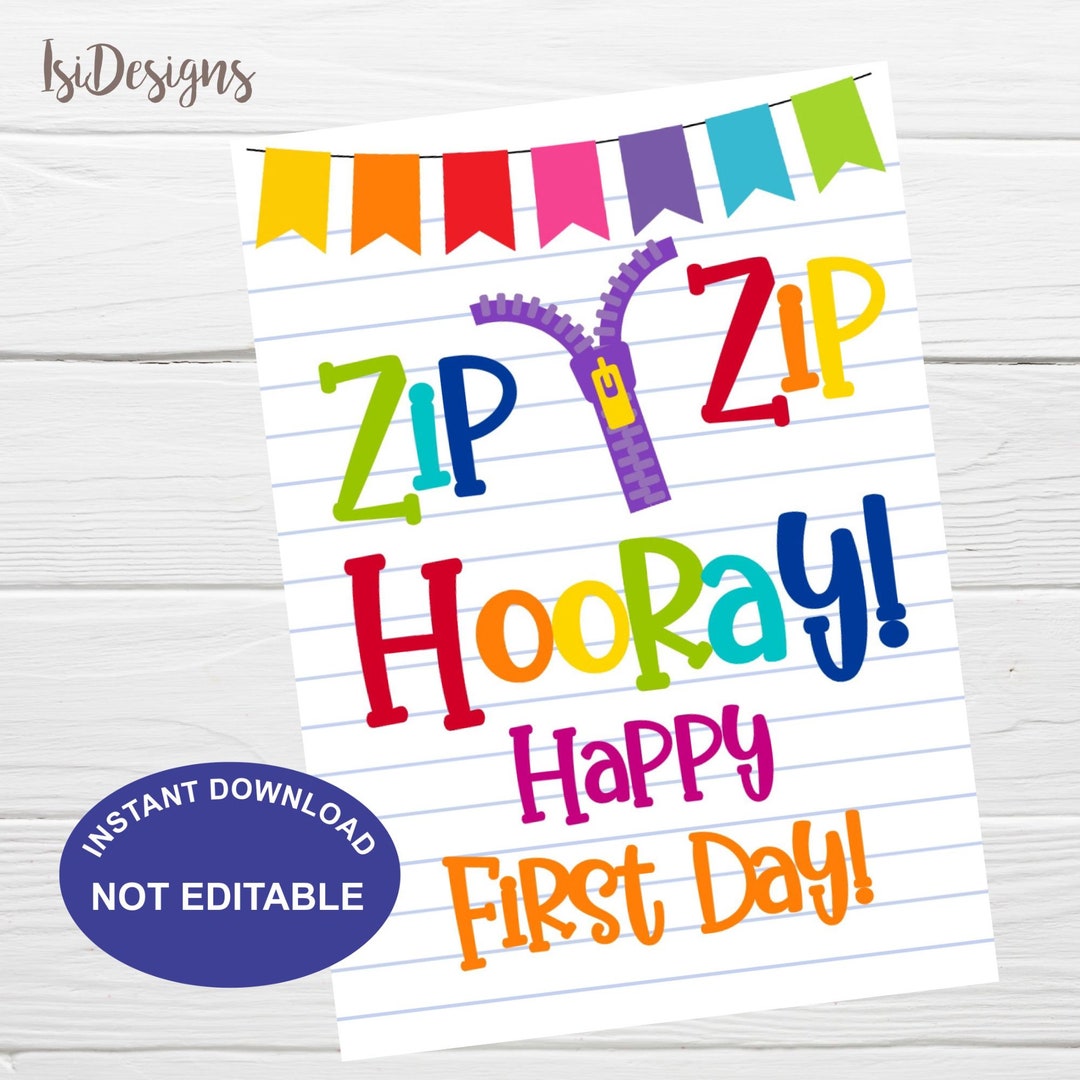 Zip Bracelet Gift Tag Zip Zip Hooray Happy First Day Fidget Tags ...