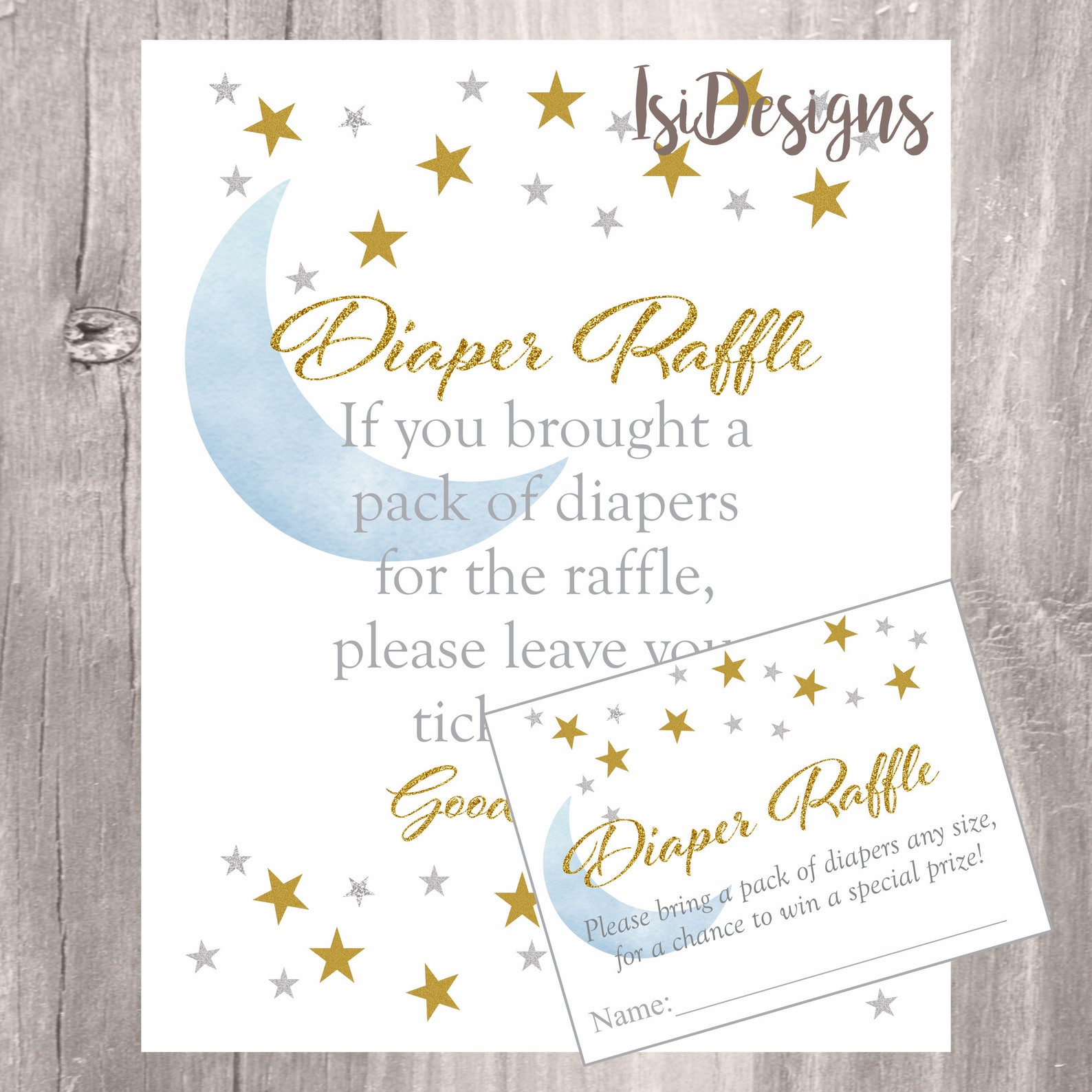 Twinkle Little Star Diaper Raffle Sign and Tickets Gold and | Etsy
