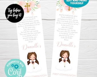 Girl First Communion Editable Chalkboard Poster Holy | Etsy