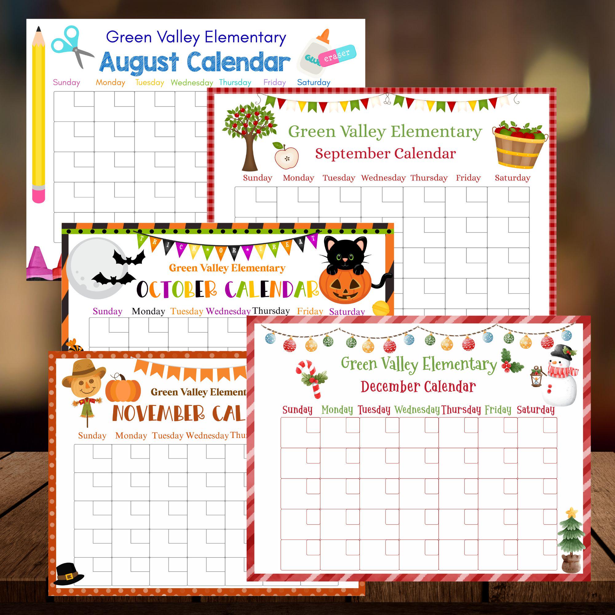 Editable Kids Academic Planner Calendar, Homeschool Daycare Classroom ...