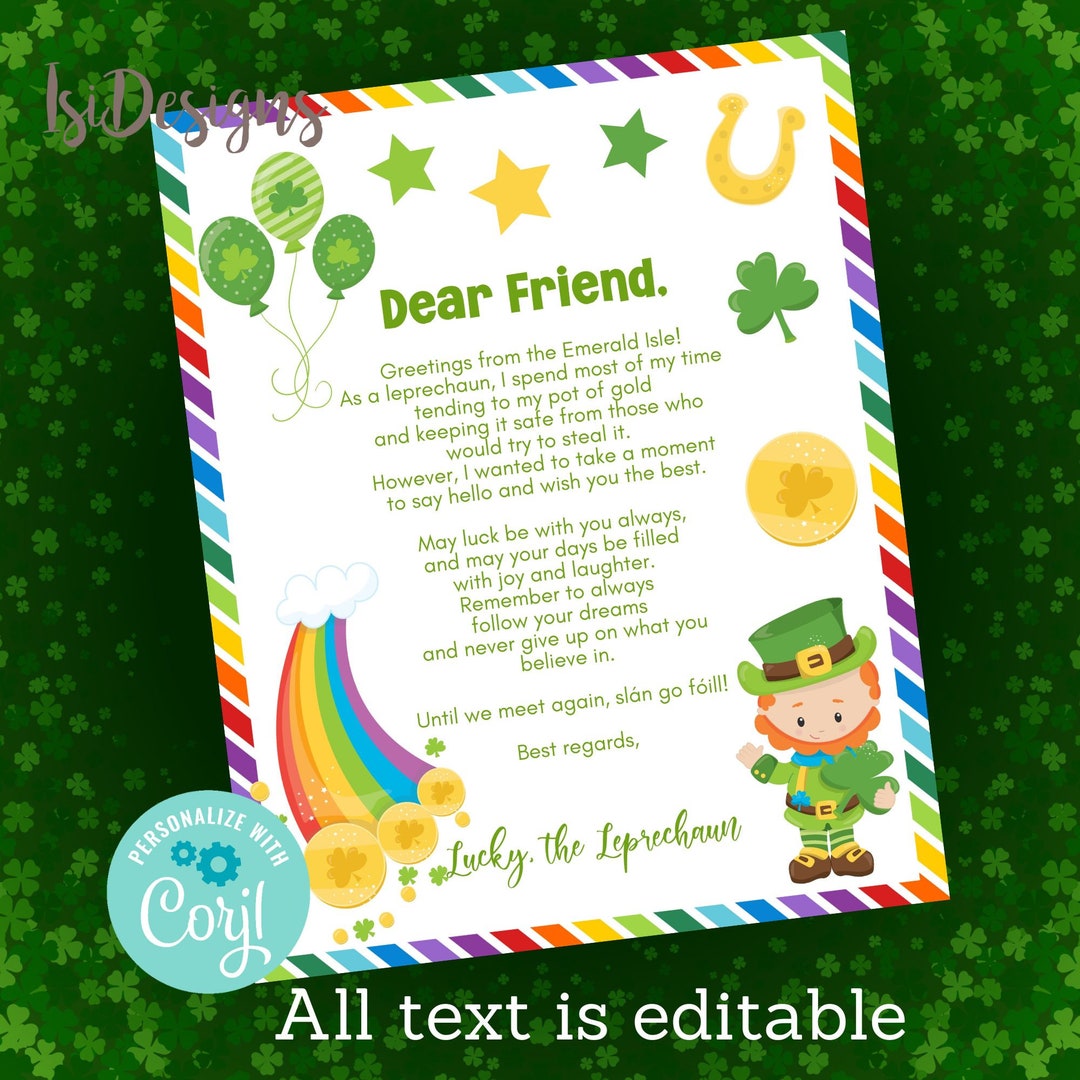 Editable St. Patrick's Day Letter From the Leprechaun, Leprechaun Trap ...