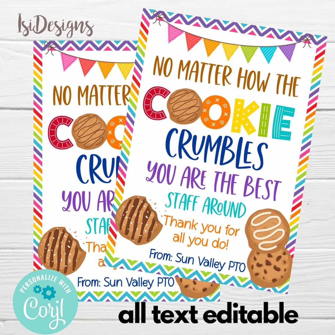 No Matter How the Cookie Crumbles Gift Tag. Appreciation Editable Tag ...