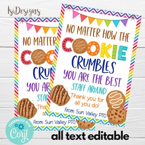 No Matter How the Cookie Crumbles Gift Tag. Appreciation Editable Tag ...