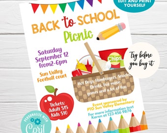Editable Chalkboard Back to School Open House Invitation - Etsy