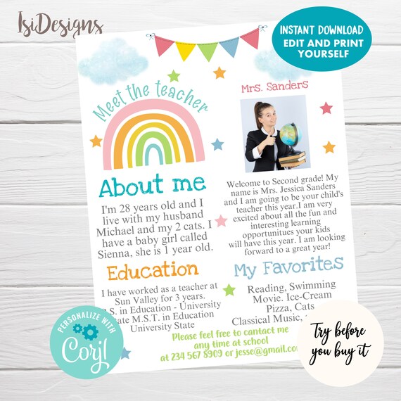 Back to School Editable Meet the Teacher Newsletter, Open House ...