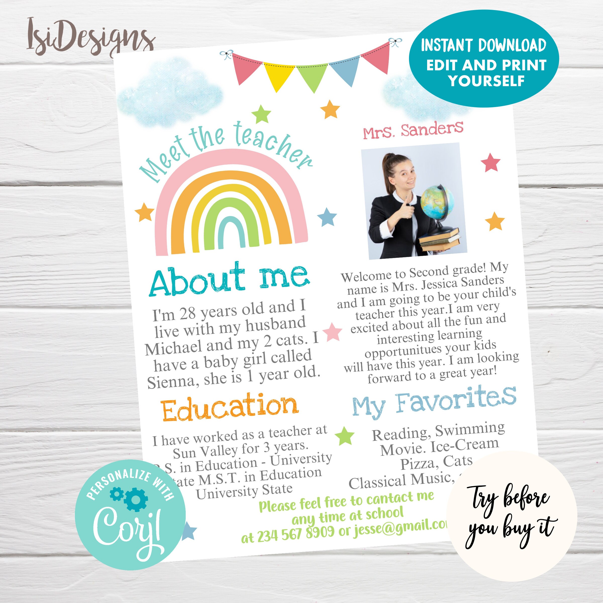 Back to School Editable Meet the Teacher Newsletter, Open House ...