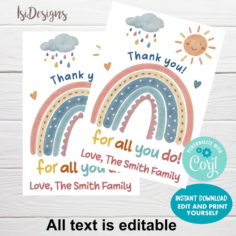 Boho Rainbow Teacher Appreciation Week Editable Bundle - Etsy