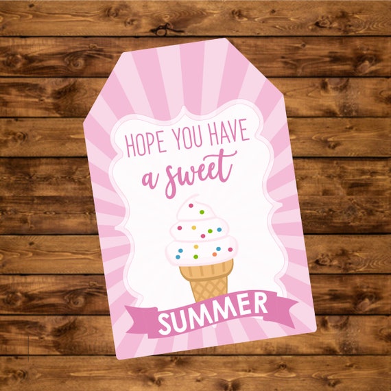 Summer Favor Tag, Instant Download, Printable Ice cream Gift Tag, Hope ...
