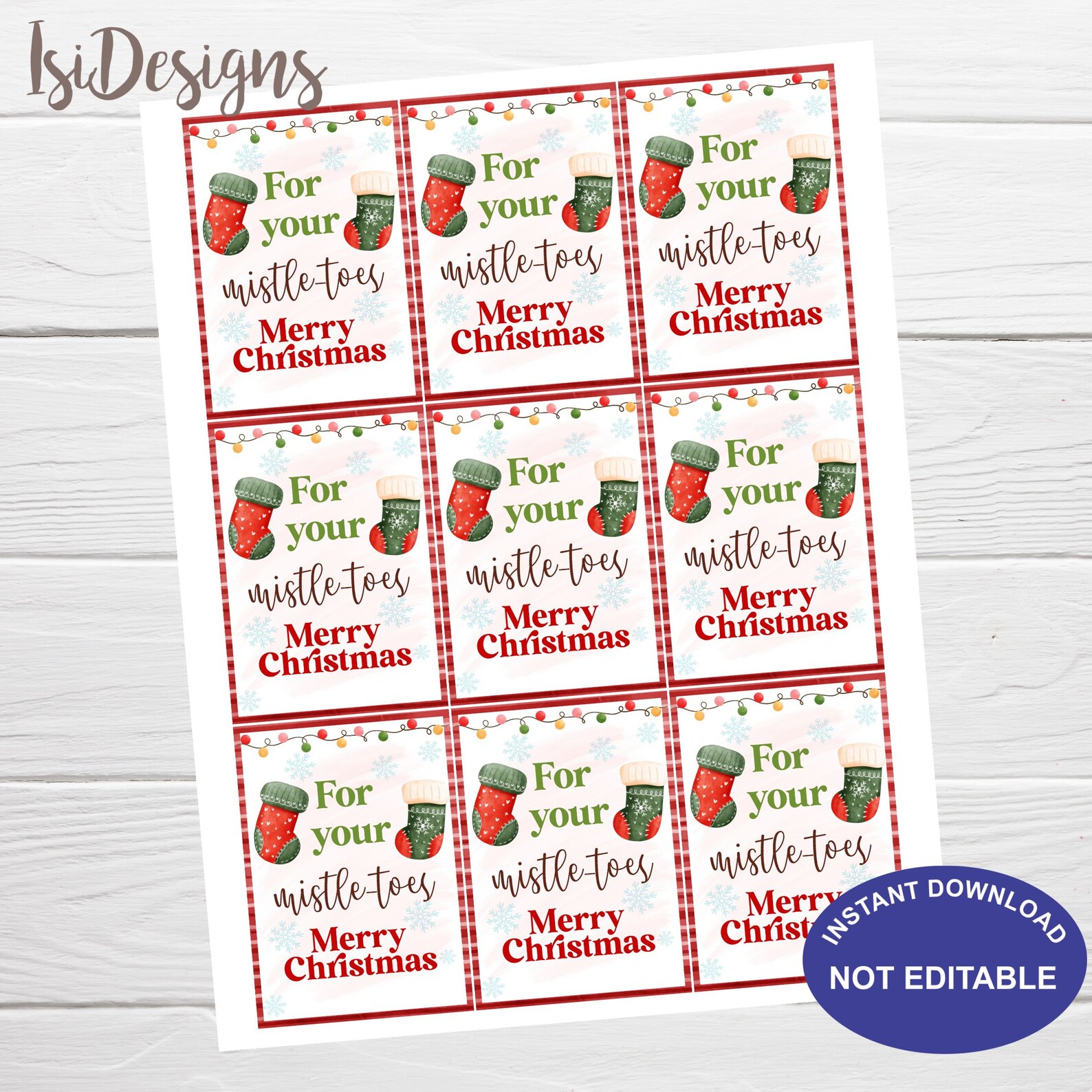 Christmas Appreciation Gift Tag, for Your Mistletoes, Instant Download ...