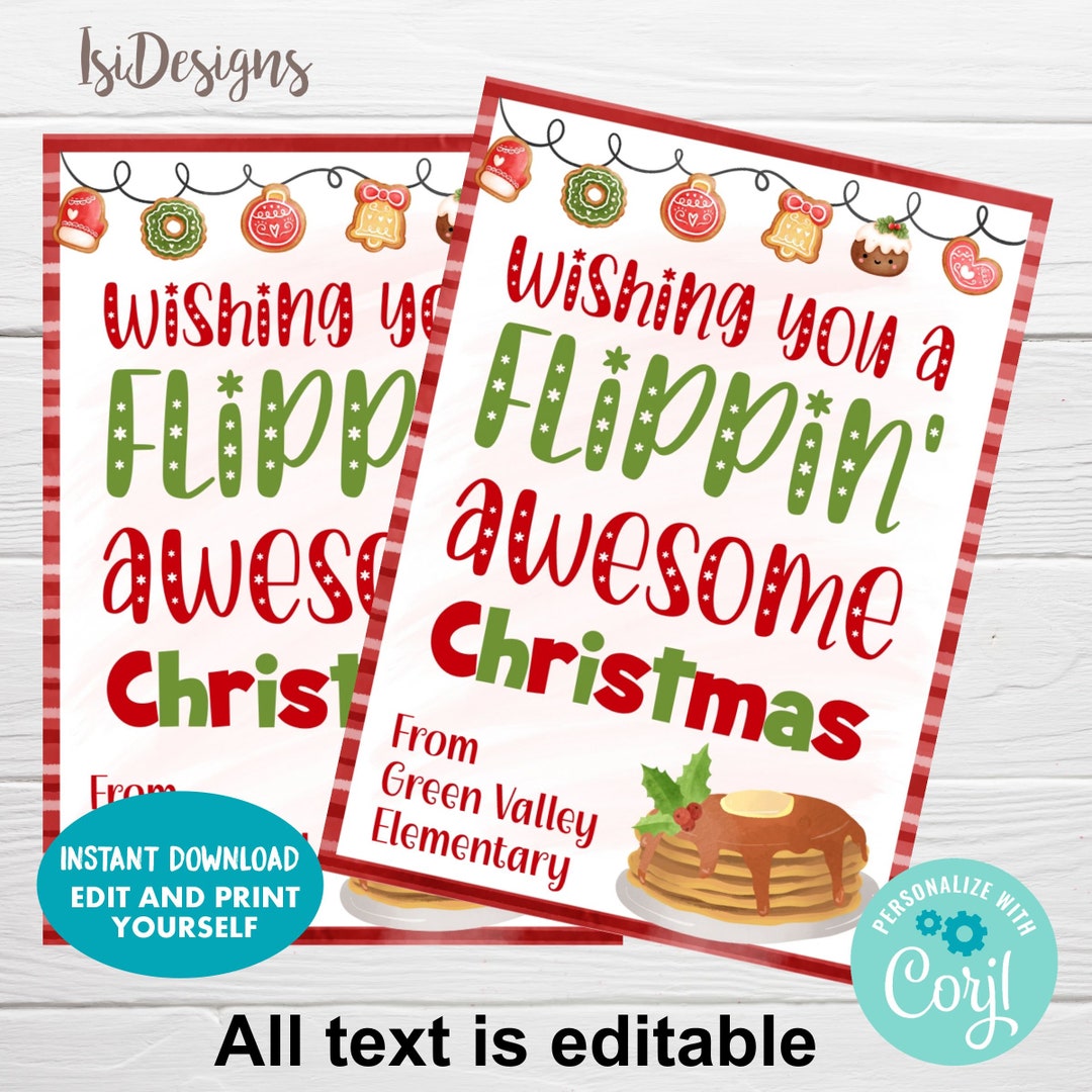 Christmas Gift Tags, Pancakes Wish You a Flippin' Awesome Christmas ...