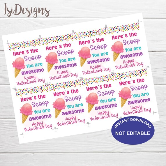 Valentine's Day Printable Tags, Here's the Scoop you are awesome Tag ...