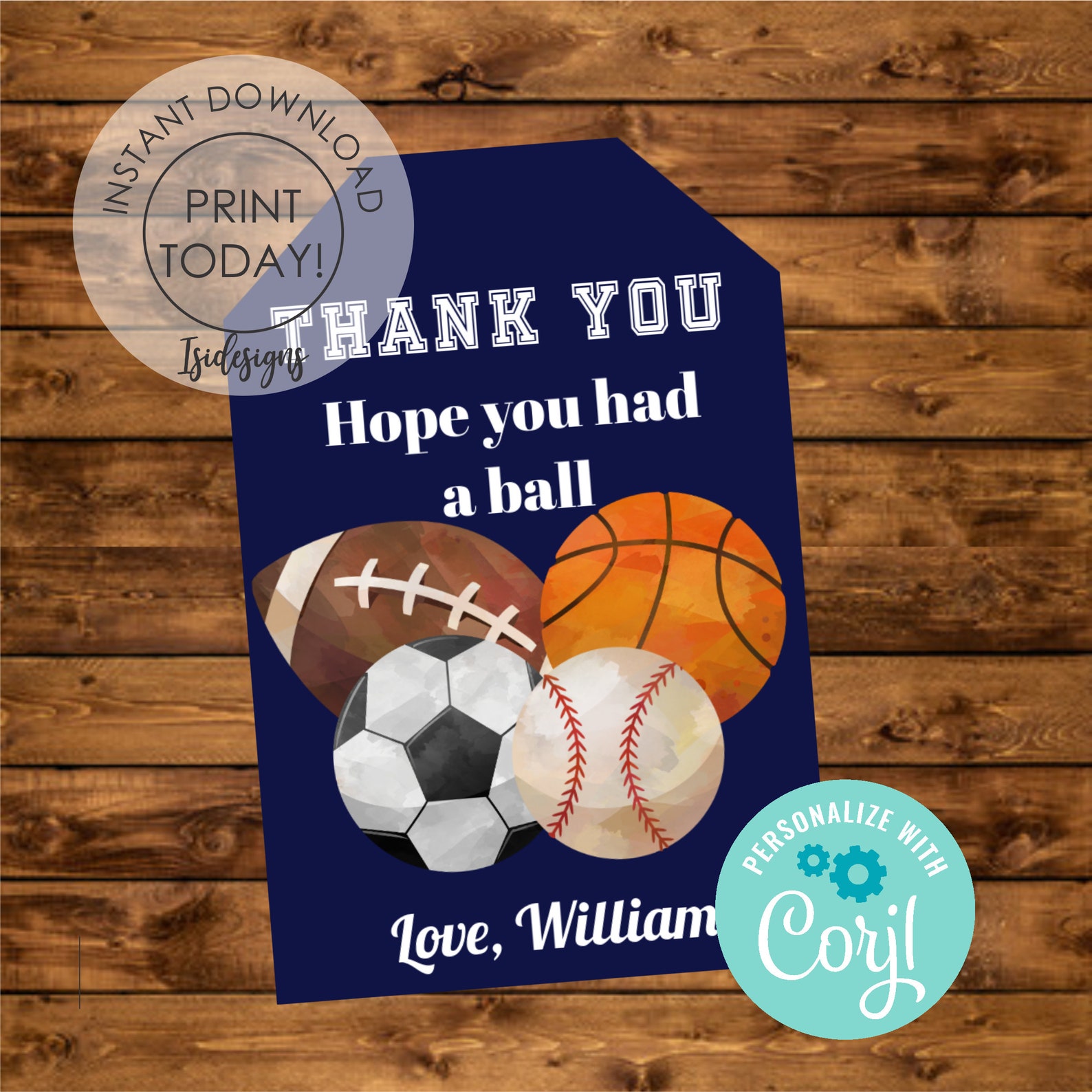 Sports Favor Tags Printable Gift Tags Hope You Had a Ball - Etsy