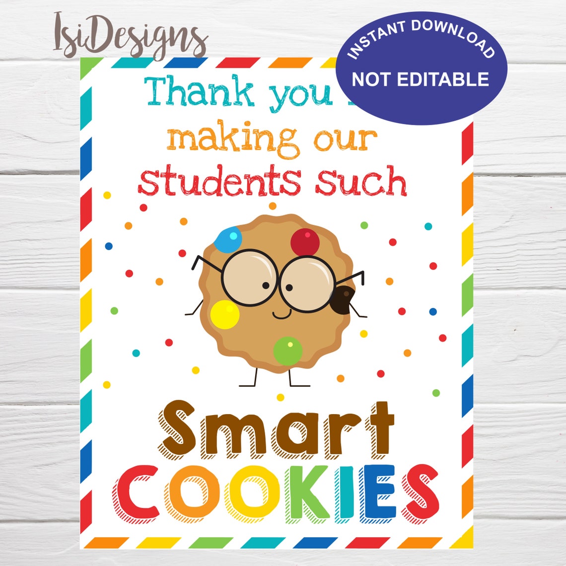 Smart Cookie Teacher and Staff Appreciation Sign Instant - Etsy
