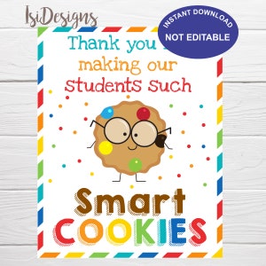 Smart Cookie Teacher and Staff Appreciation Sign, Instant Download ...