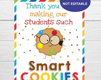 Smart Cookie Teacher Appreciation Sign, Printable School Staff 8x10 ...