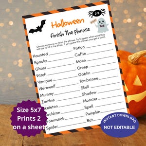 Halloween Finish the Phrase Game | Printable Party Game for All Ages ...