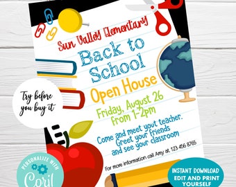 Editable Open House Back to School Flyer Instant Download | Etsy