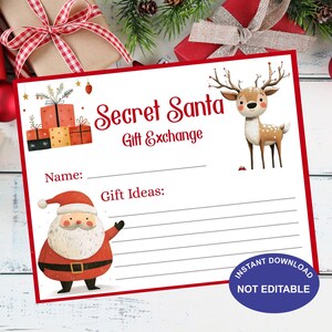 Secret Santa Gift Exchange | Santa's Wish List and Favorites Form ...