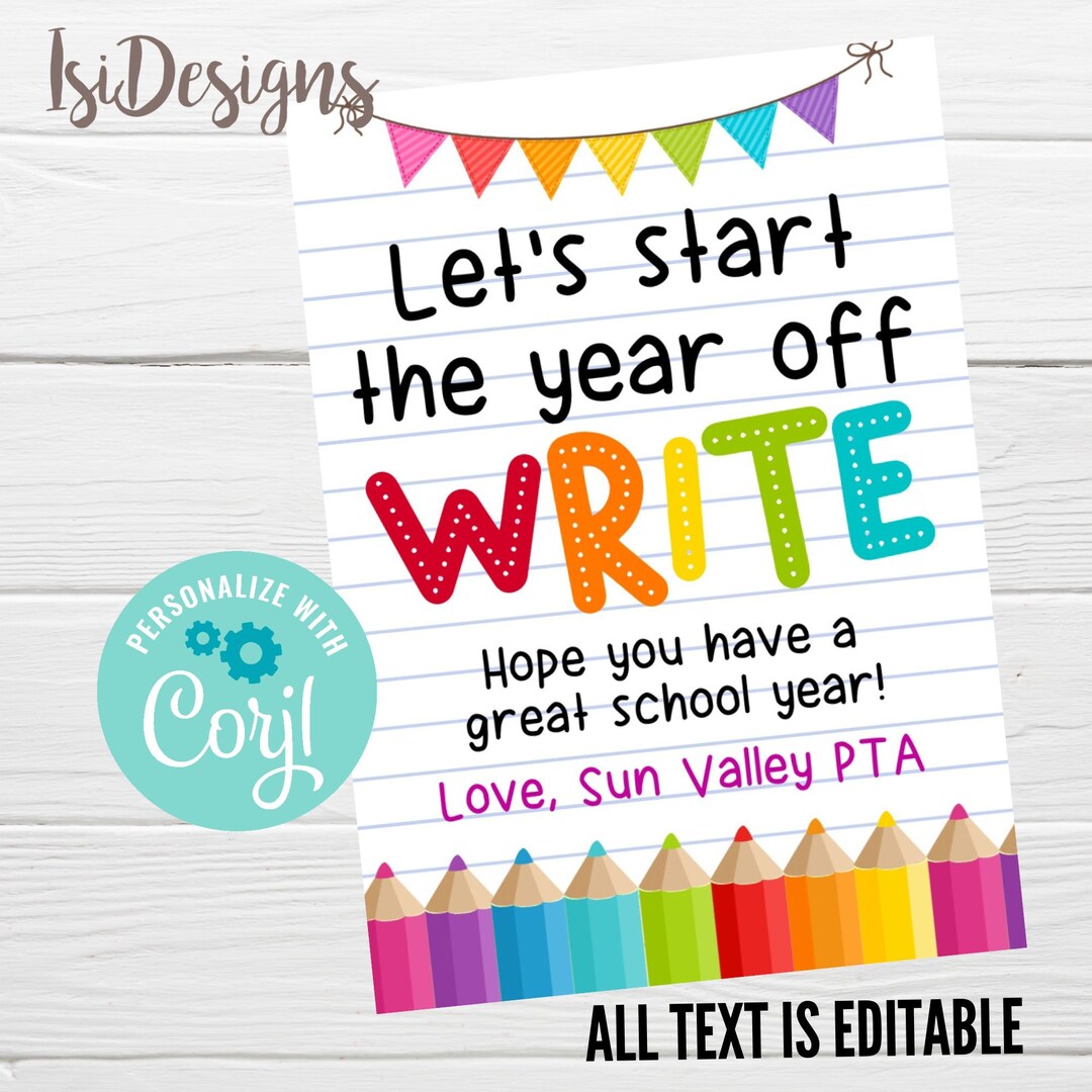Let's Start the Year off Write Gift Tag, Pen Marker Gift Tags, Back to ...